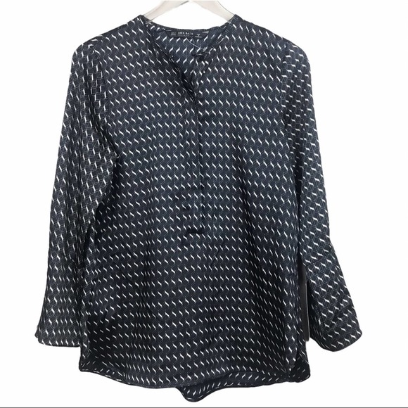 Zara | Tops | Nwt Zara Pattern Print 34 Bell Sleeve Shirt Small | Poshmark